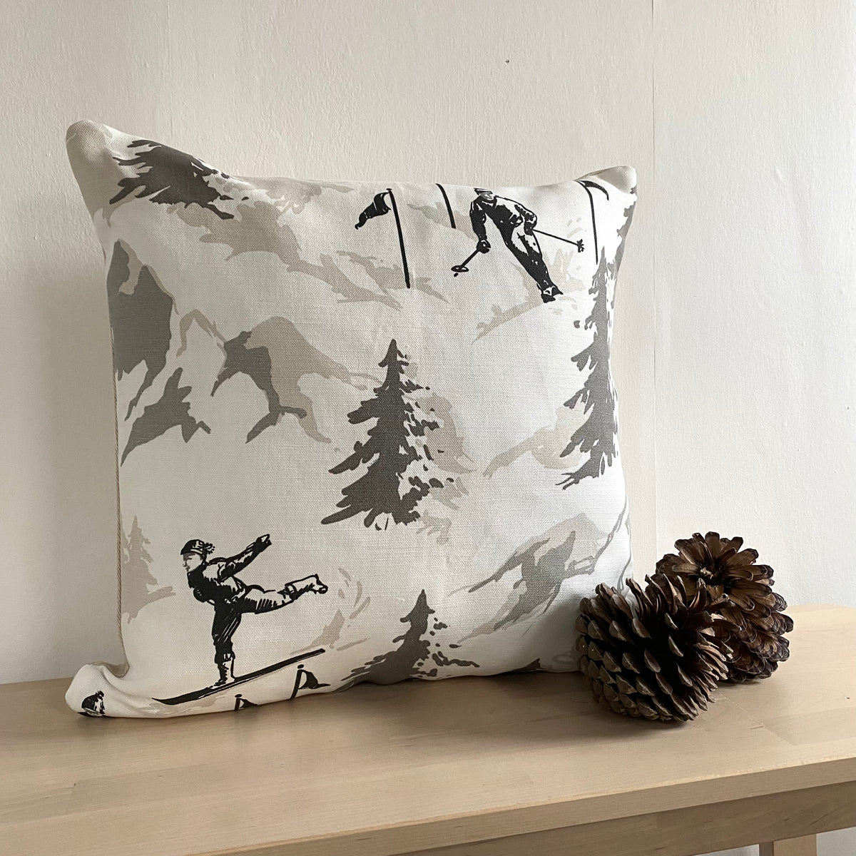 Large Square Neutral Ski Cushion | Winter decor – Bonny Boutique